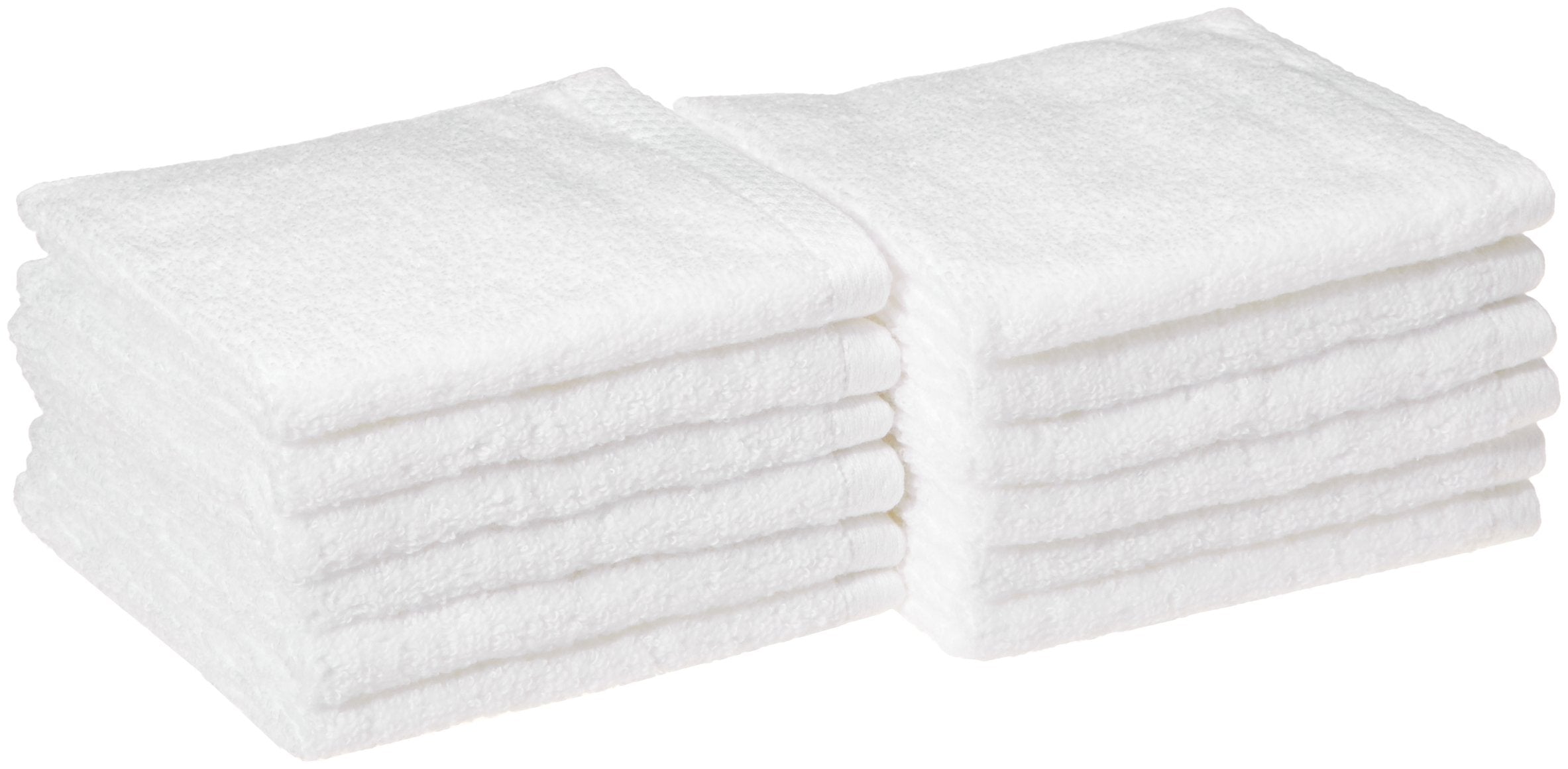 Amazon Basics - 12 Piece Quick-Dry Washcloth, 100% Cotton, White, 12 ...