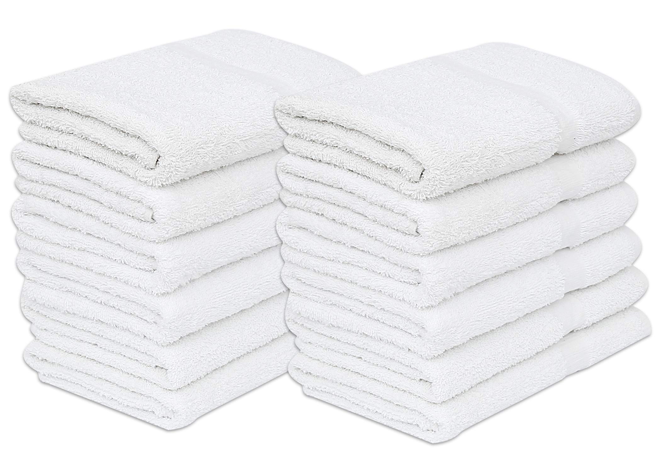 GOLD TEXTILES 12 White Economy Bath Towels Bulk (24x48 Inch) Cotton Bl ...